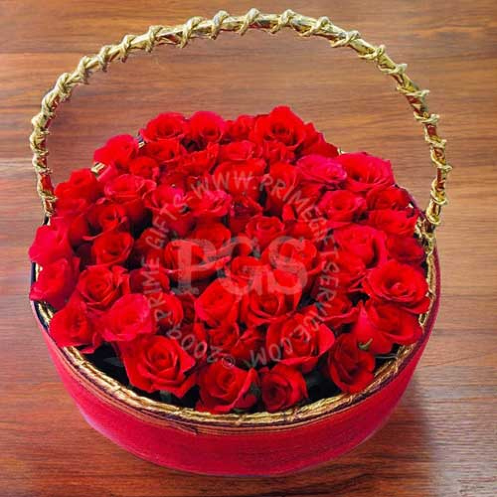 Send 100 Red Roses Basket to Pakistan | PrimeFlowersPK