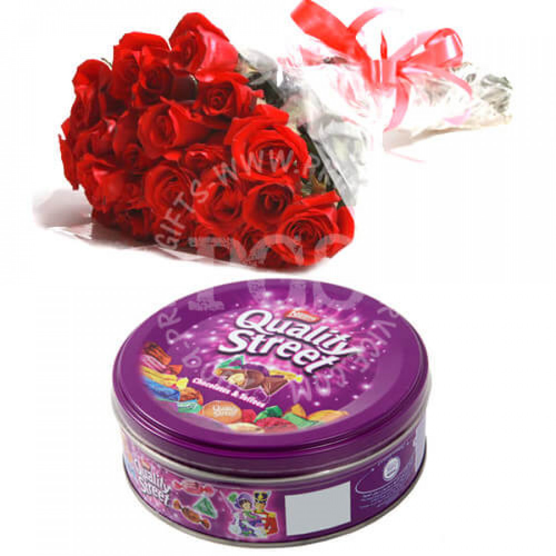 Send Quality Street Chocolates with Red Roses to Pakistan | Prime Gifts ...